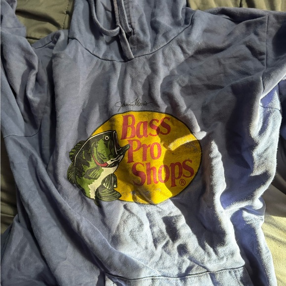 Bass Pro Shops | Other | Bass Pro Shops Light Blue Hoodie With Fish ...
